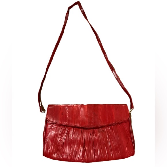 Vintage | Bags | Vintage Cherry Red Eel Skin Purse | Poshmark